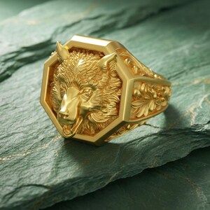 Wolf Signet Ring 925 Sterling Silver Fierce Howling Wolf Face With ...