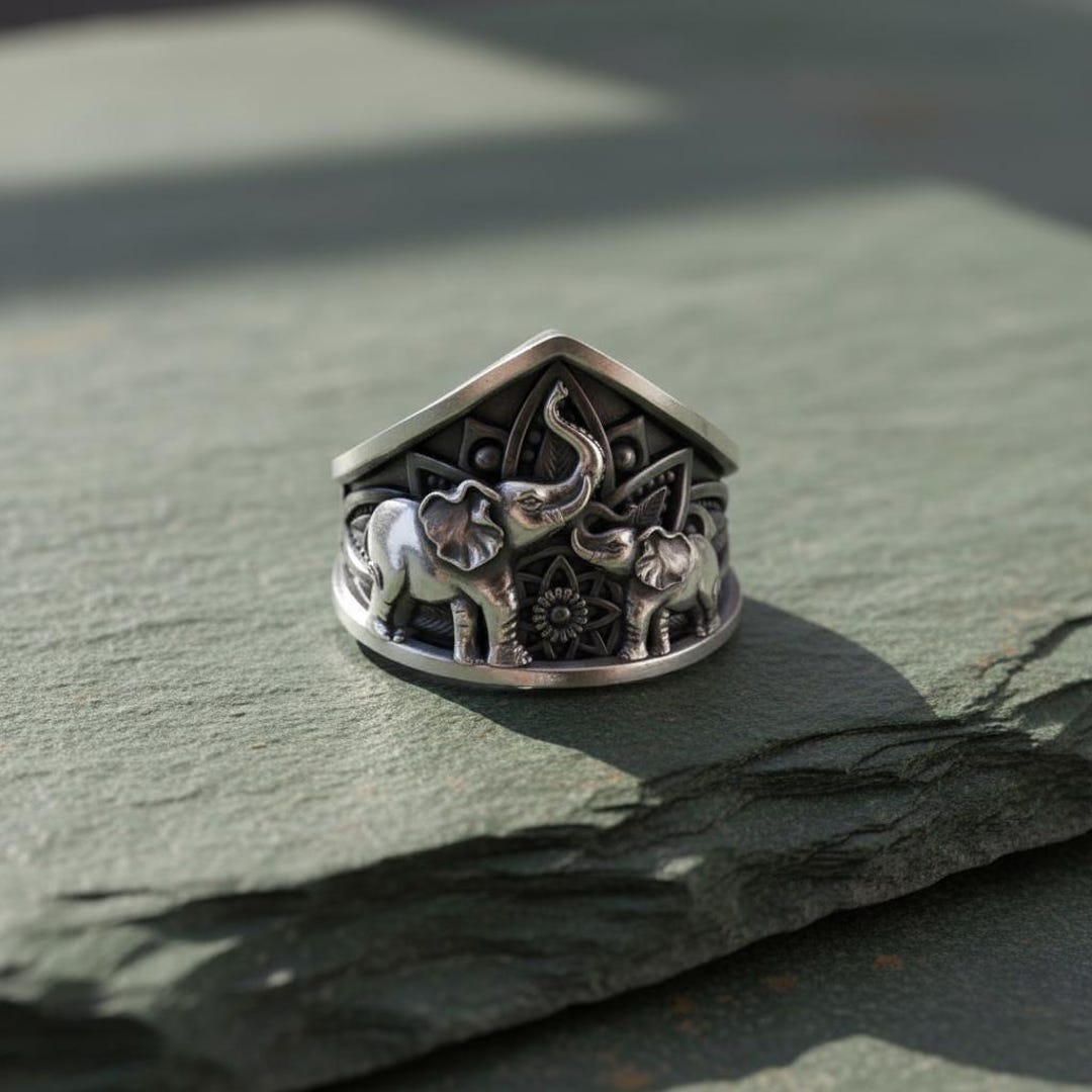 Elephant Signet Ring 925 Sterling Silver Symbolic Design, Handcrafted ...