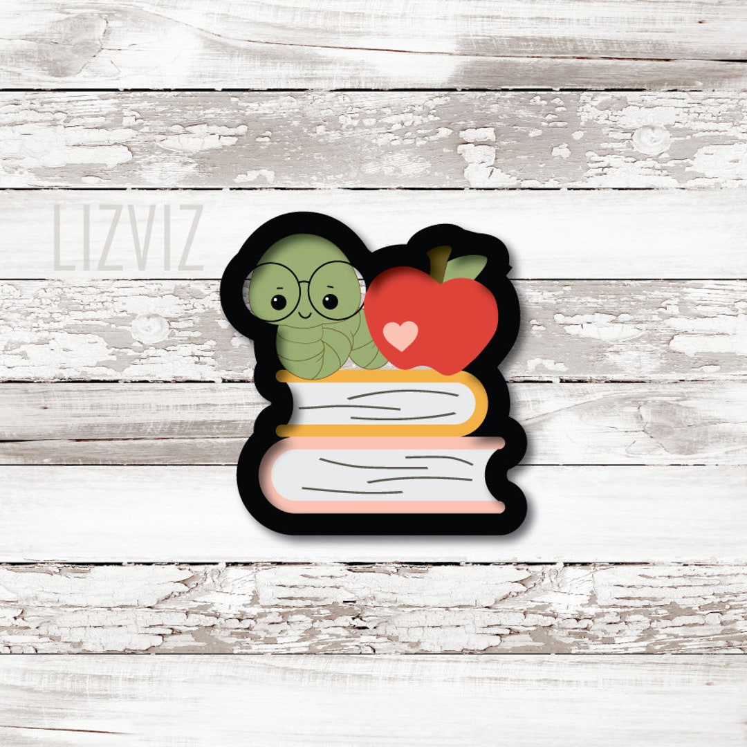 School Cookie Cutter. Worm With Apple Bookstack. Teacher Appreciation ...