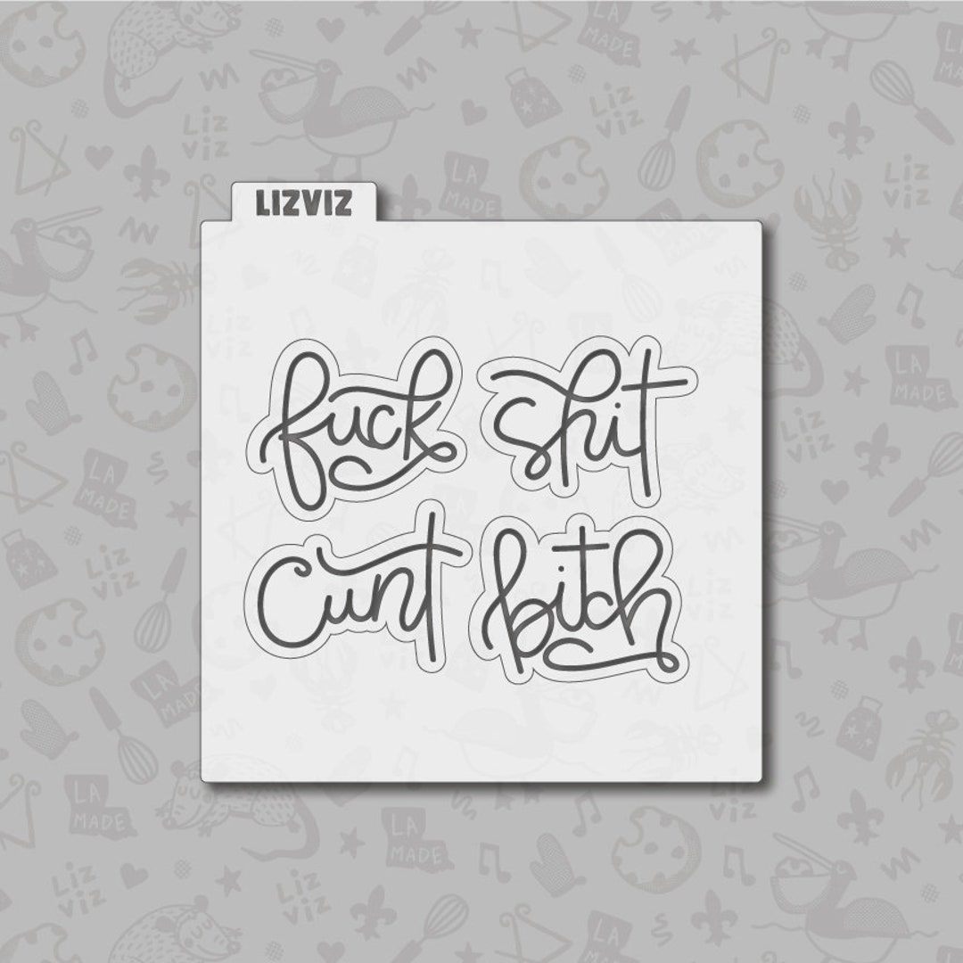 Curse Word Cookie Stencil. Cursive. - Etsy