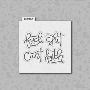 Curse Word Cookie Stencil. Cursive. - Etsy