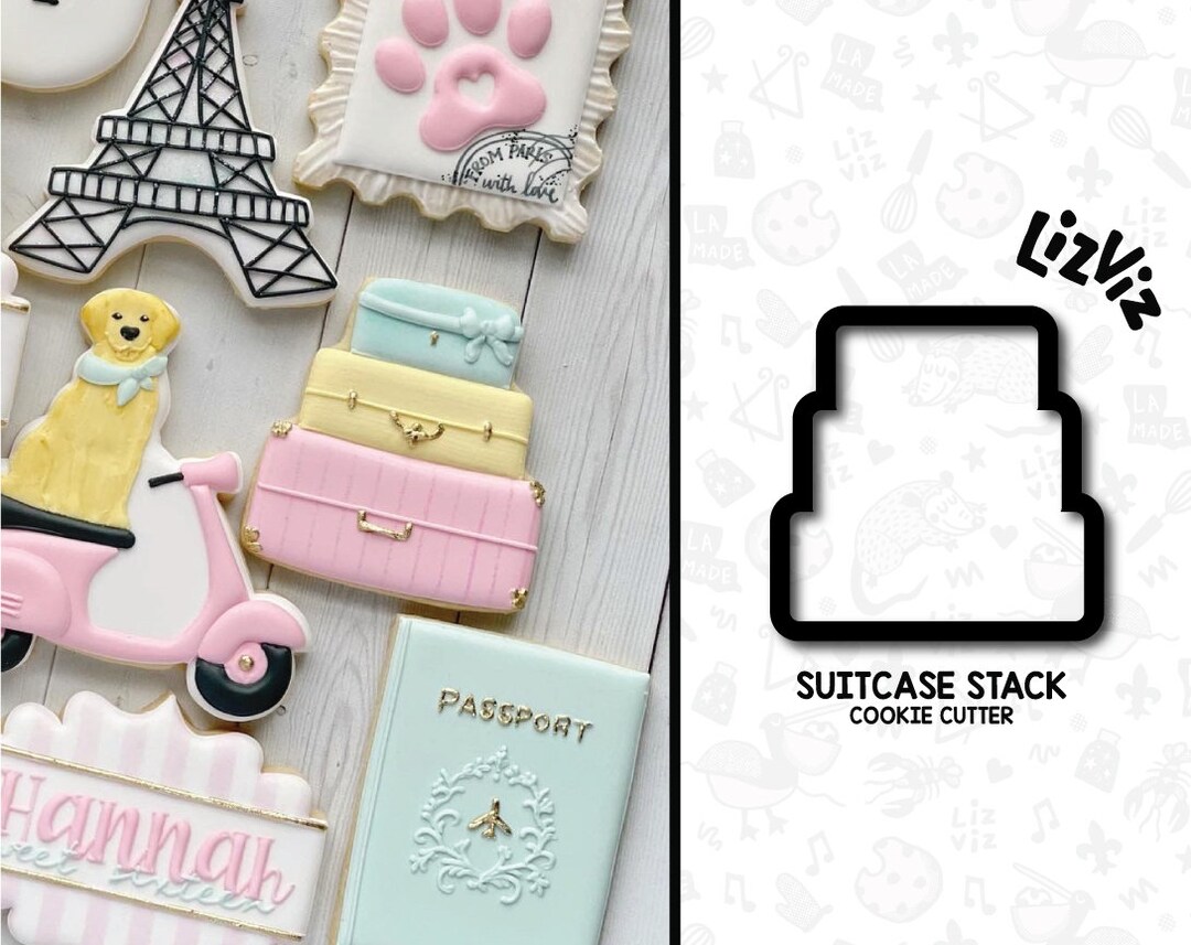 Stacked Suitcase Cookie Cutter: Travel Theme Cake Decor - Etsy