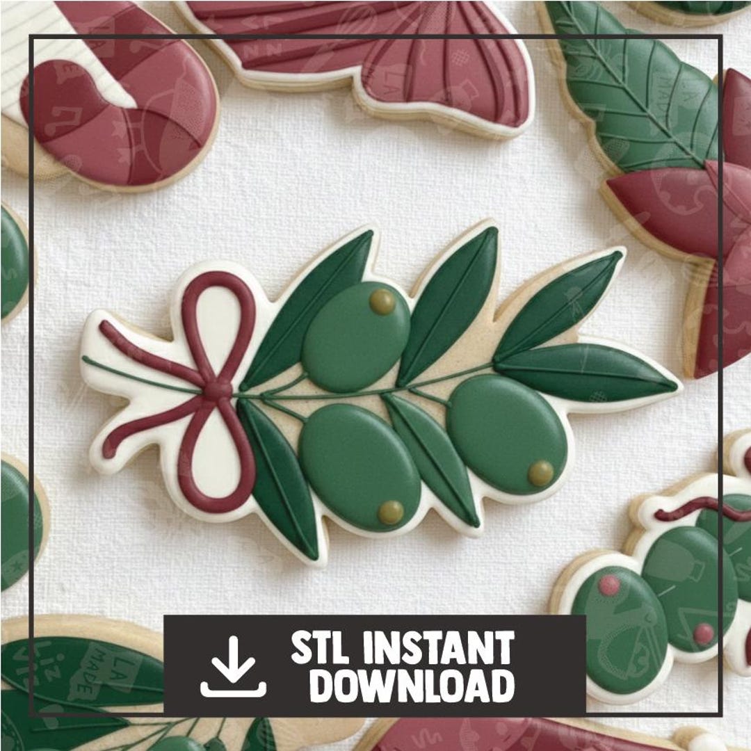 Olive Branch Cookie Cutter With Bow STL Instant Download - Etsy