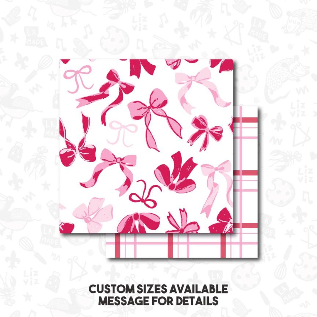 Valentine Pink Bow PRINTED Reversible Box Backer. Physical Item Will Be ...