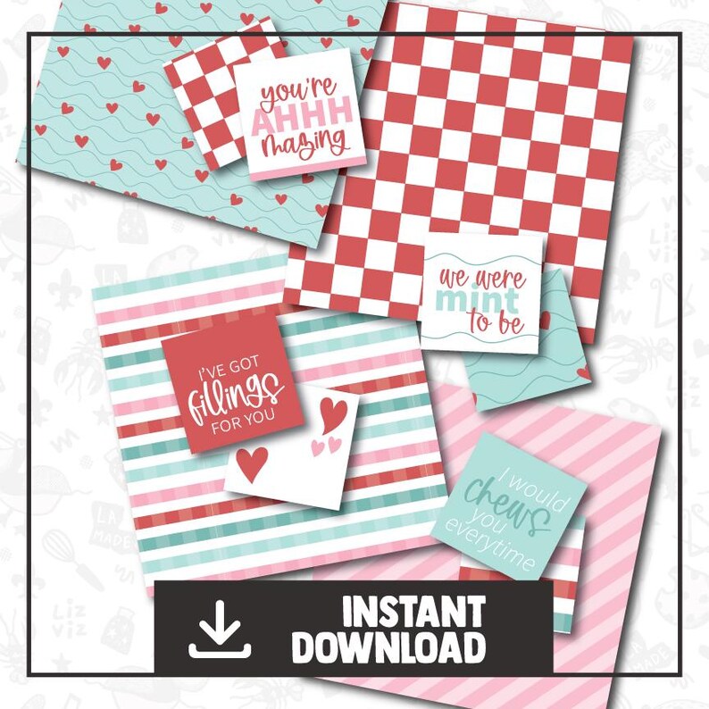 Valentine's Day Instant Download Cookie Backers and Tags - Etsy