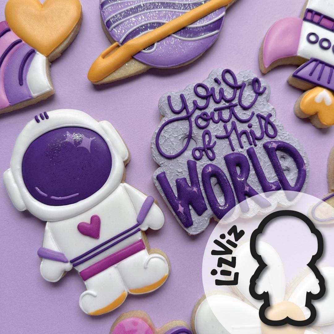 Astronaut Outer Space Cookie Cutter. Full Body or Head Only Valentine Cookie Cutter With Stencil ...