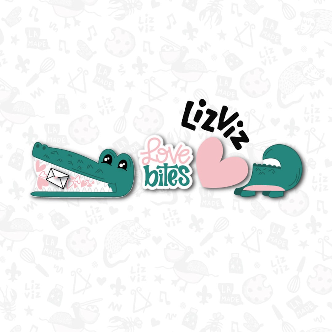 Alligator Love Bites Valentine Cookie Cutter Set - Etsy
