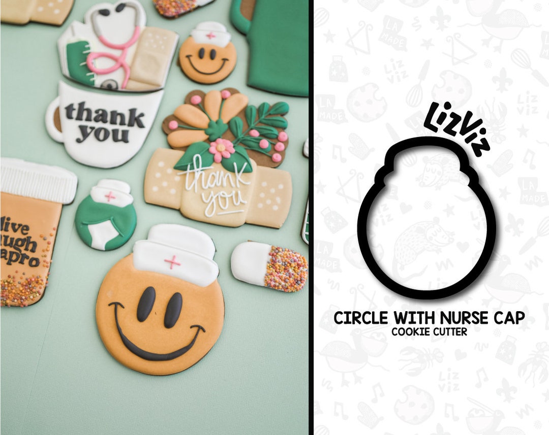Smiley Face Cookie Cutter With Nurse Cap - Etsy
