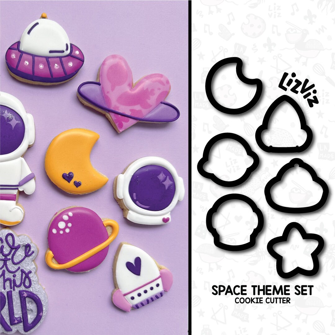 Space Themed Cookie Cutter. Set of 6 Planet Saturn Rocket Ship Star ...