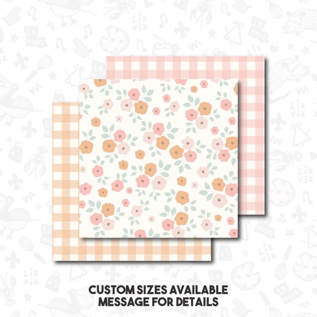 Easter Floral Gingham Box Backers: Reversible Cookie Packaging (set of ...