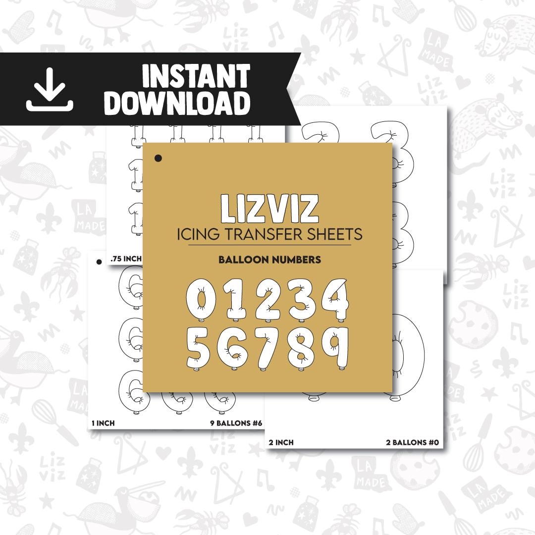 Instant Download Balloon Numbers Royal Icing Transfer Sheets - Etsy