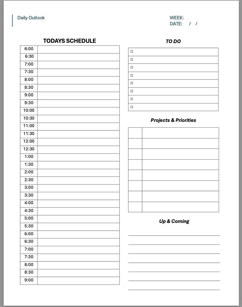Week and Day Sheet, Franklin Covey Style Planner Print Outs - Etsy