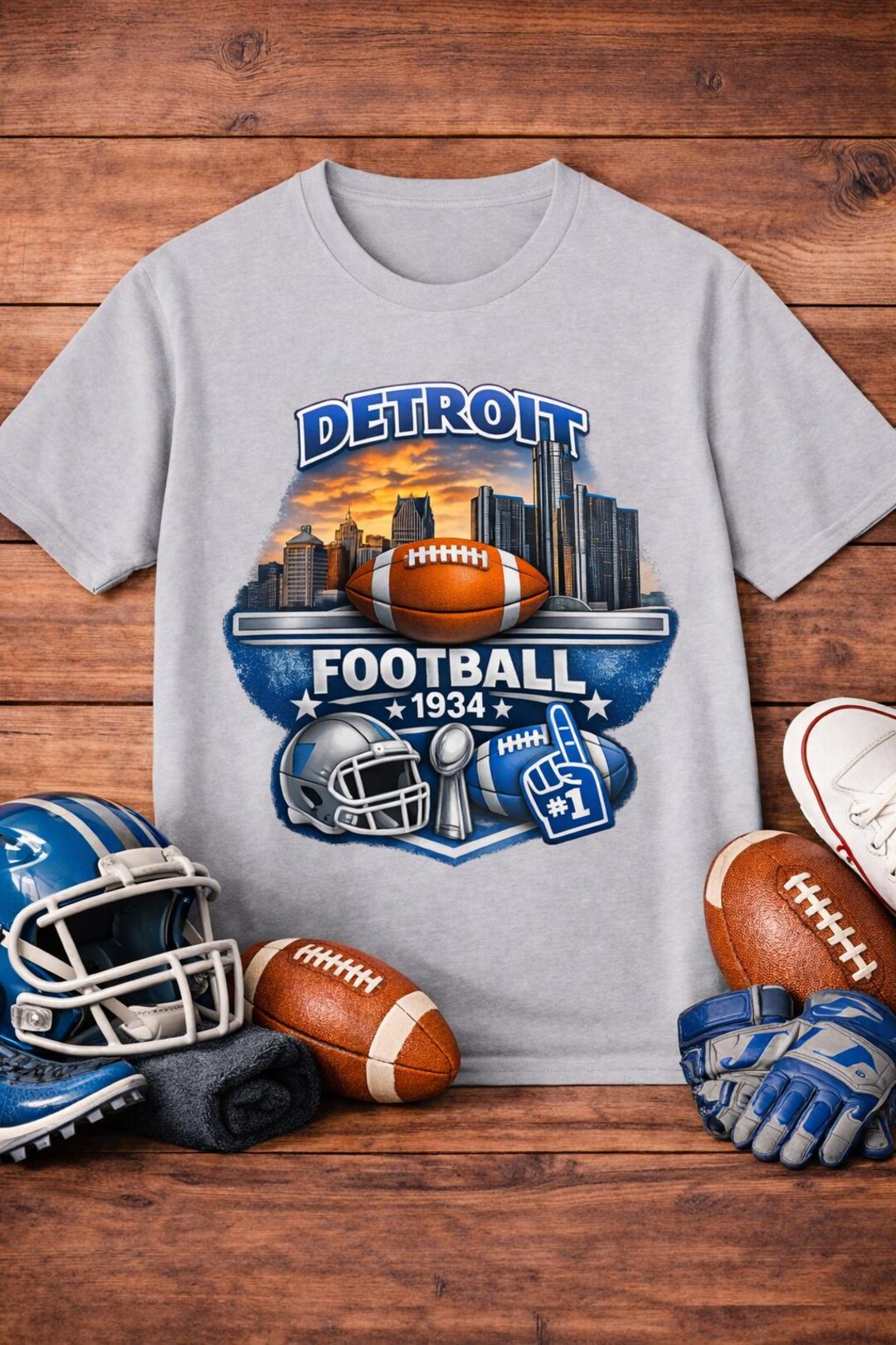 Detroit Football Shirt | Team Colors, City Skyline, Gift for Detroit ...
