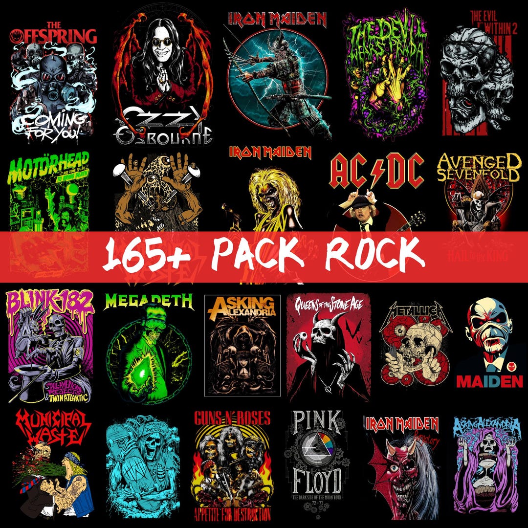 Mega Rock Metal Bundle PNG | Vintage 80s Concert Sublimation Graphics ...