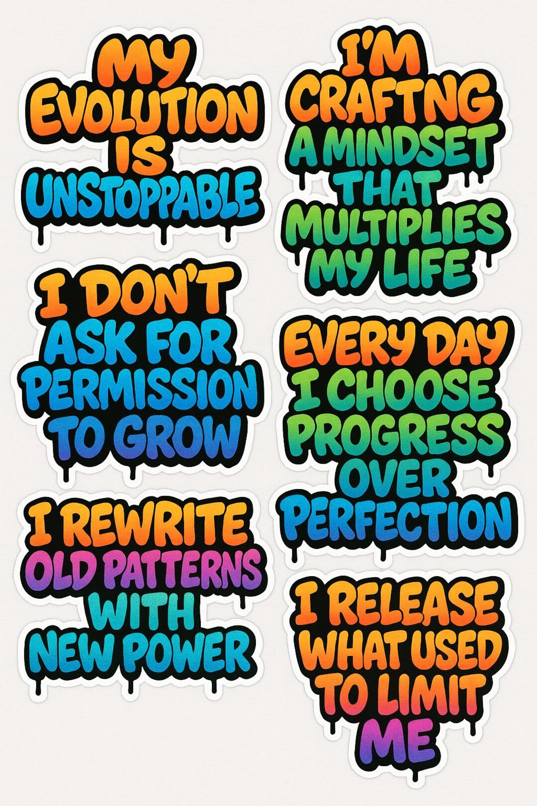 Manifestation Graffiti Sticker Pack | Urban Motivational Quotes ...