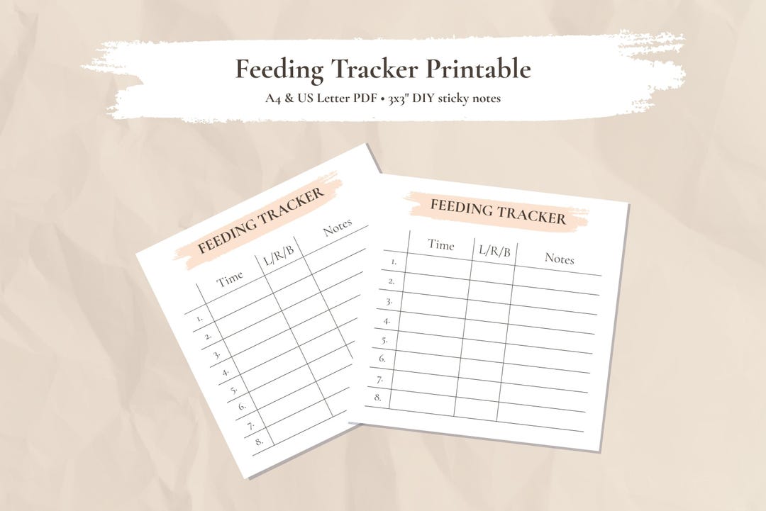 Feeding Tracker Printable • A4 & US Letter PDF • Breastfeeding and ...