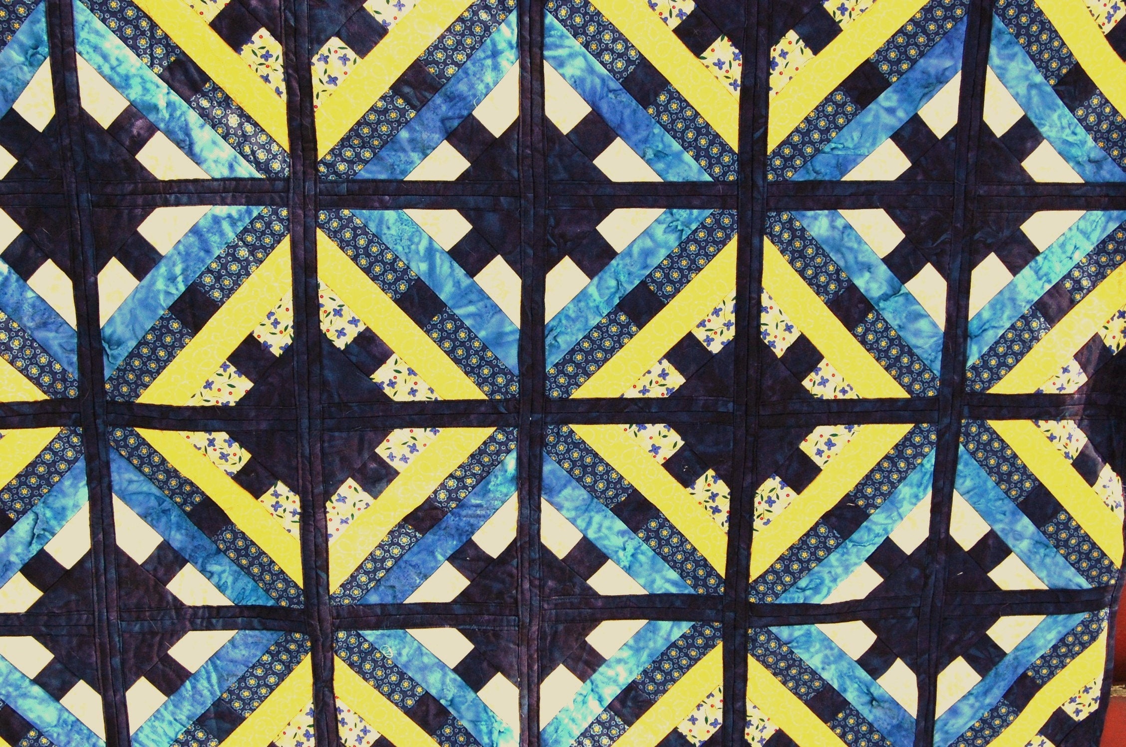 Lap Quilt, Blue and Yellow Quilt, Geometric Design Quilt - Etsy