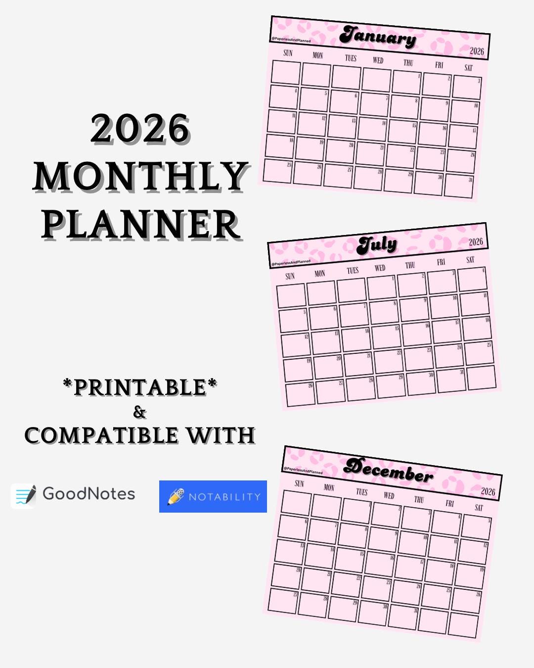 Pink Cheetah Print Monthly Planner - Etsy