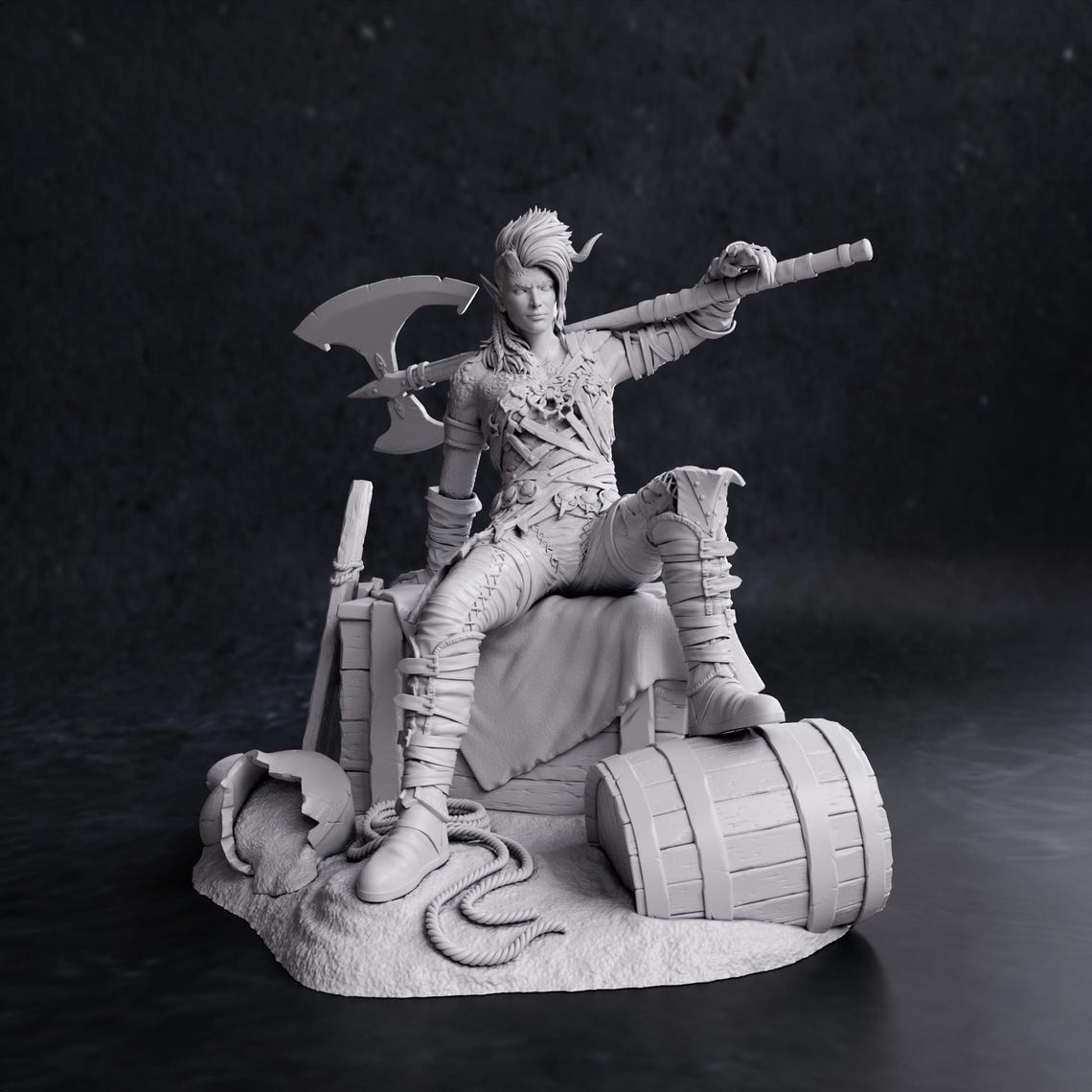 Karlach STL | Baldur's Gate 3 Statue | Tiefling Barbarian Figure ...