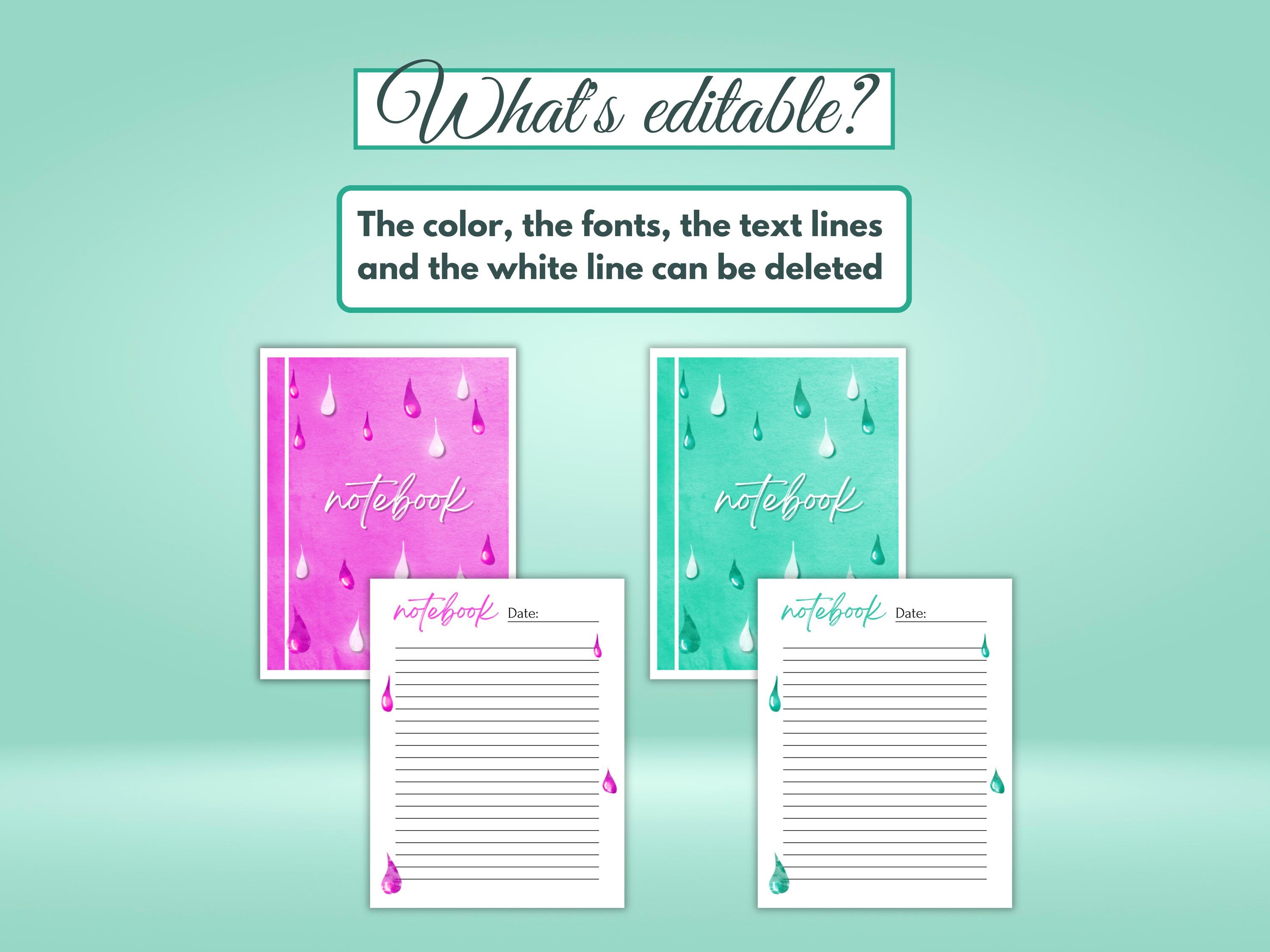 Digital Green Teardrop Printable Notebook – 20 Pages | Fully Editable ...