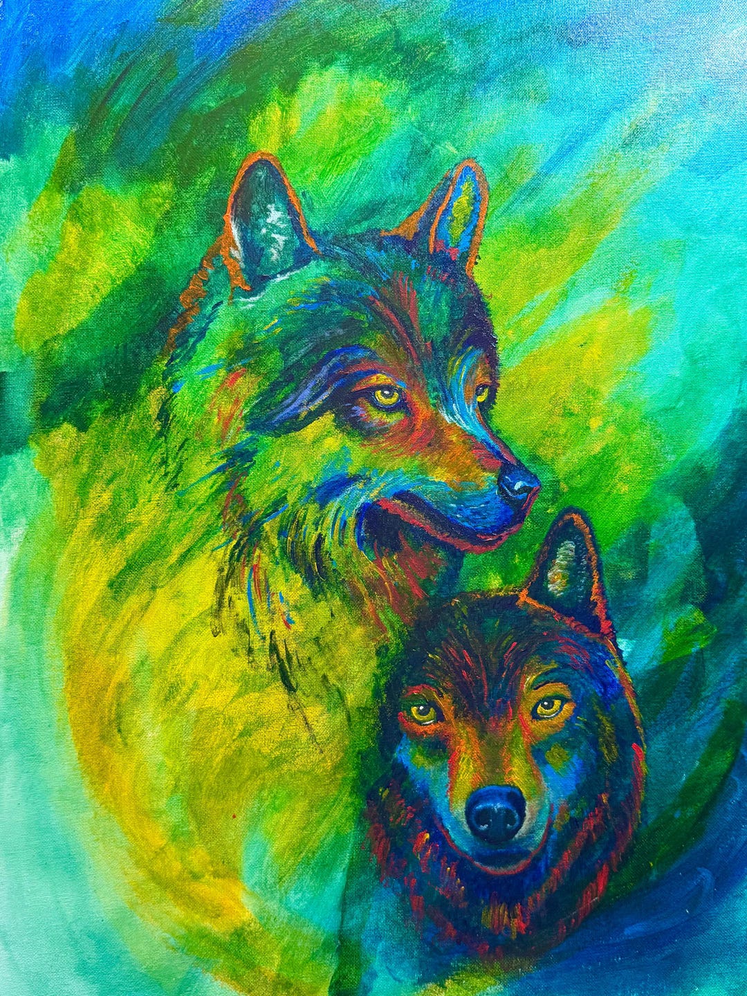 Eternal Bond- Wolf on Canvas Board - Etsy
