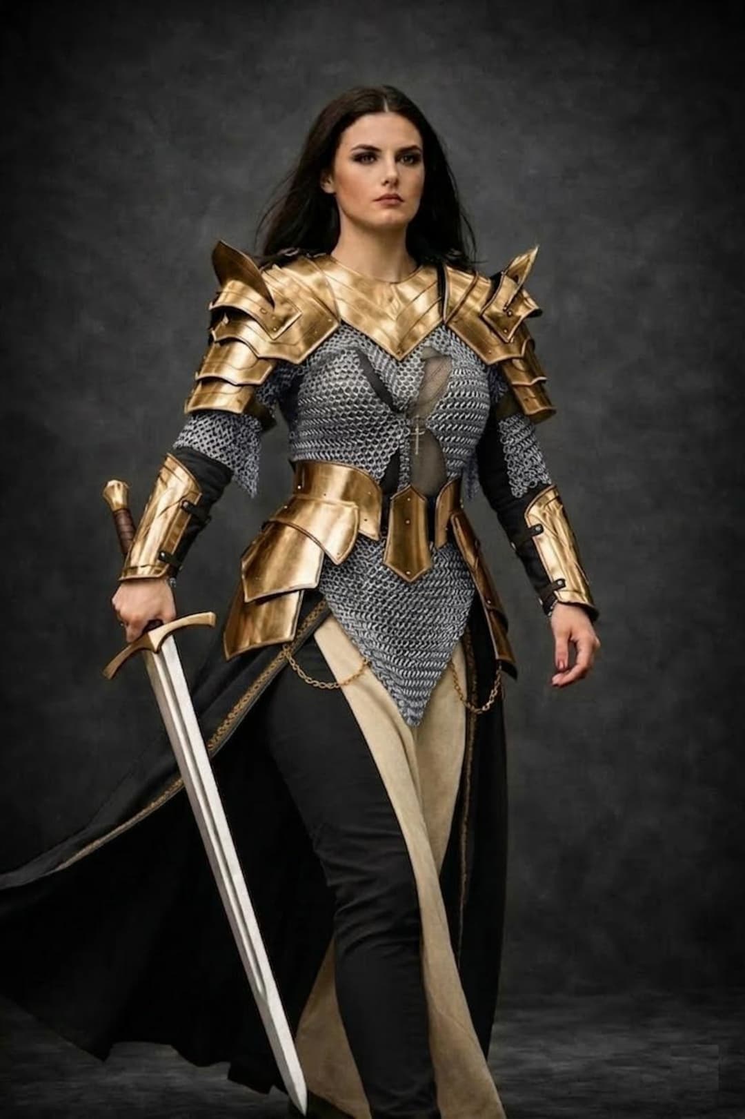 Medieval Knight Lady Armor Costume for Women - Handmade Female Warrior ...
