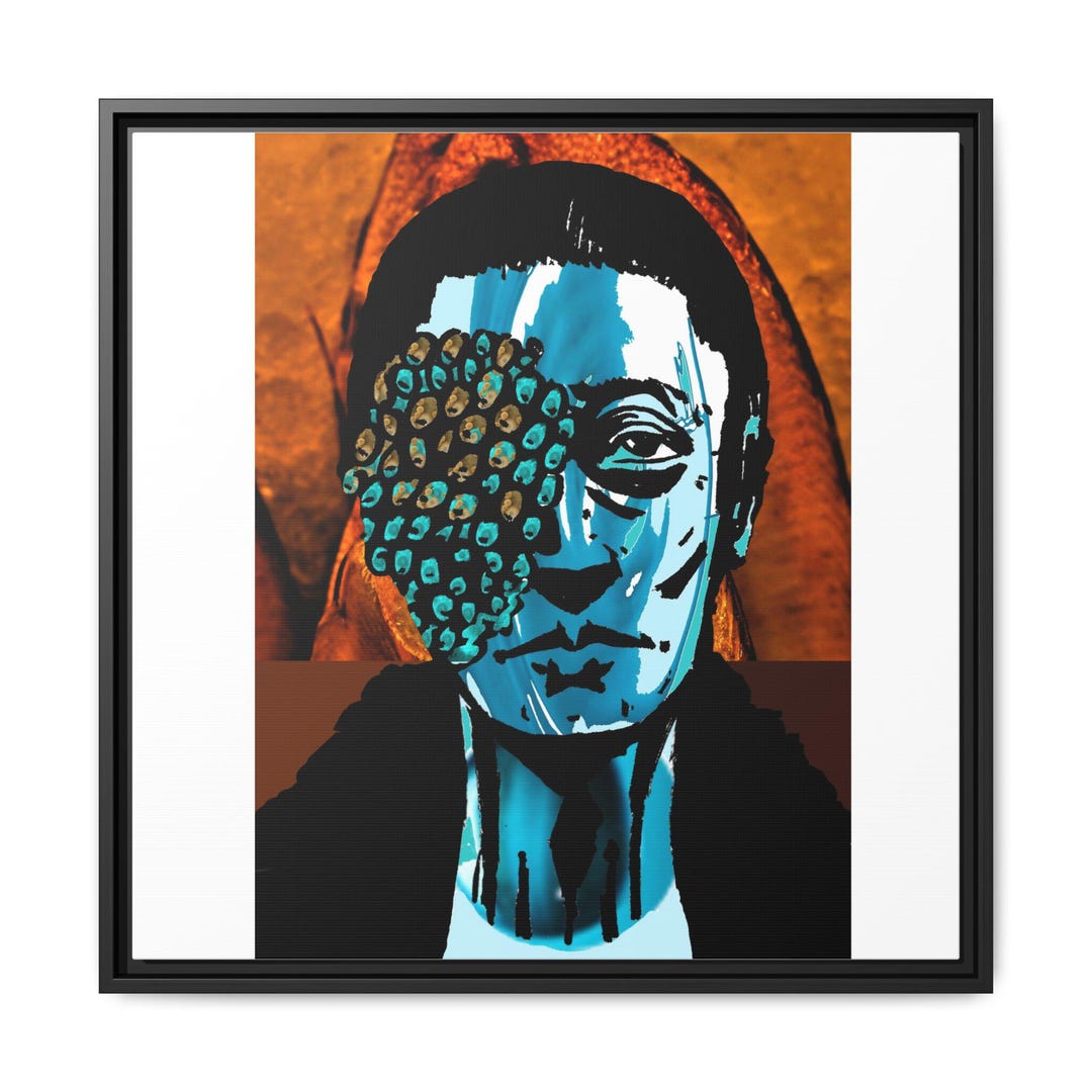 Surreal Blue Portrait With Eye Cluster Matte Canvas Framed | Modern ...