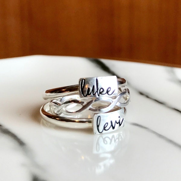 Stackable Name Rings - Etsy