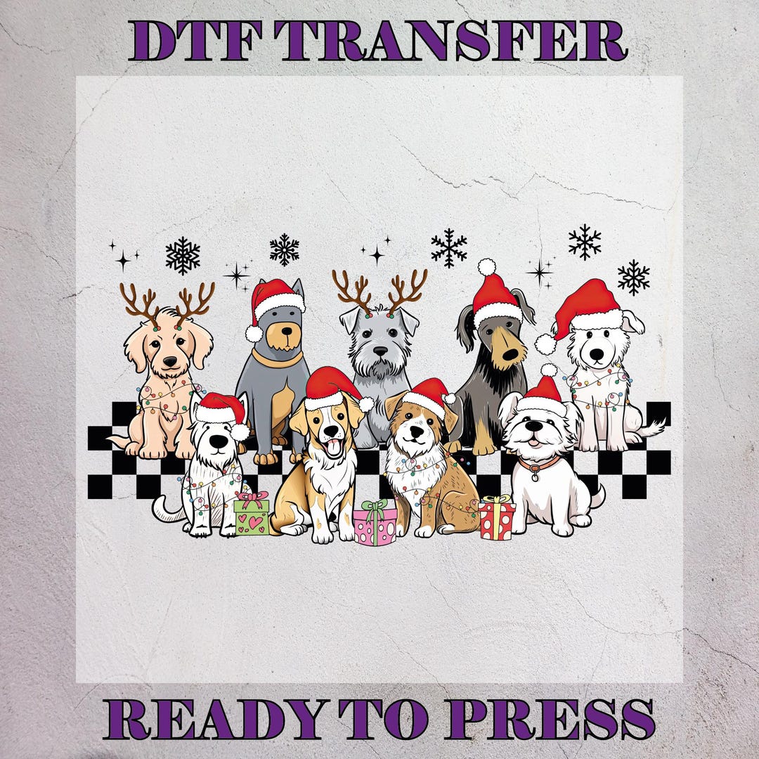 Christmas Dogs Squad DTF Transfer, Funny Puppy Gang in Santa Hats - Etsy