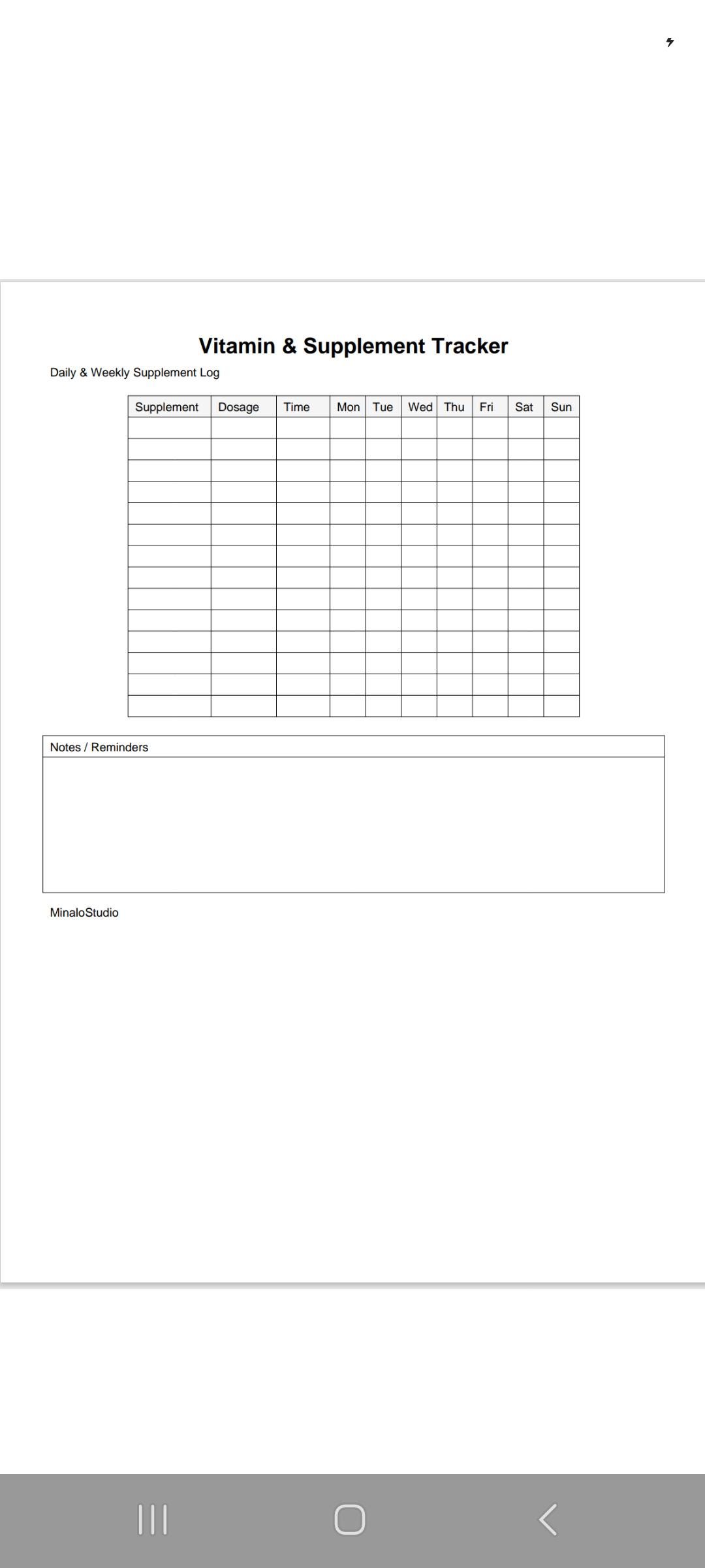 Vitamin and Supplement Tracker Printable | Daily & Weekly Supplement ...
