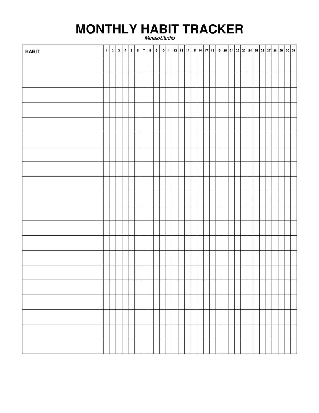 Monthly Habit Tracker Printable PDF | Daily Habit Tracking Sheet ...