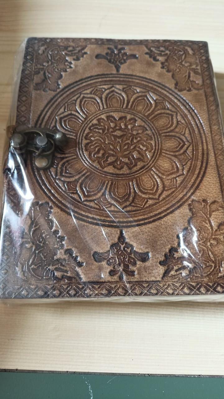 Hand Embossed Leather Journal Mandala Design With Brass Clasp, Tan Boho ...
