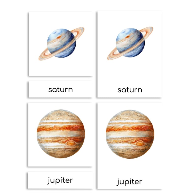 Solar System Flashcards Montessori, Homeschool Activity, Language Cards ...