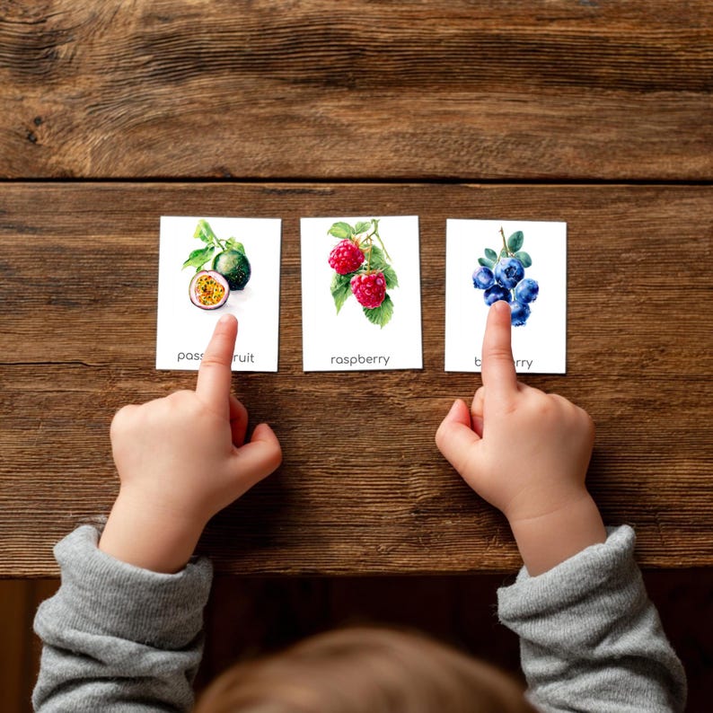 12 Types of Fruit Nomenclature Cards, Montessori Flashcards, Digital ...