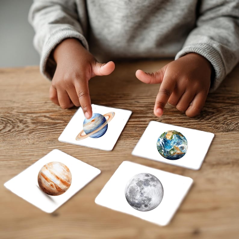 Solar System Flashcards Montessori, Homeschool Activity, Language Cards ...