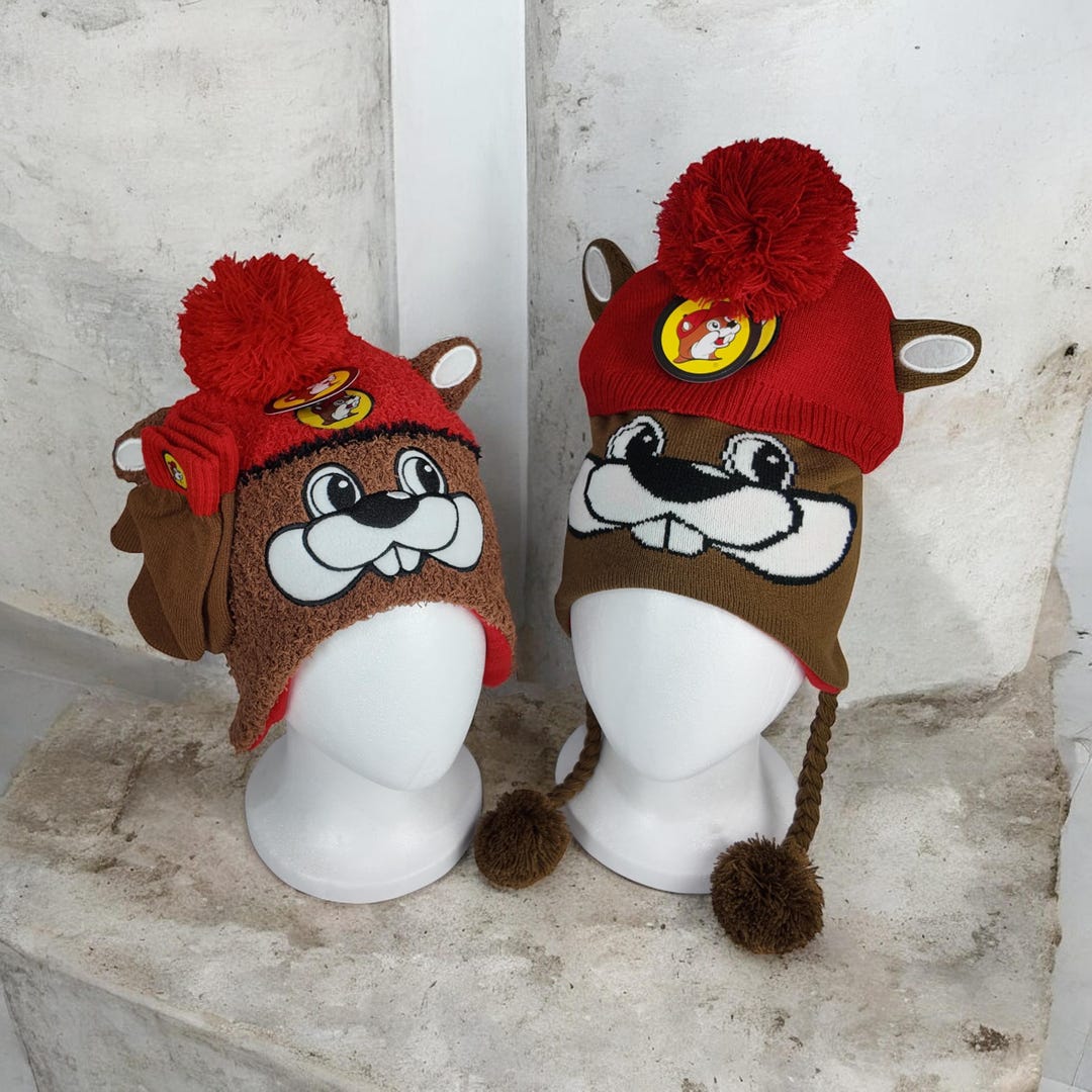 Buc-ee's Beaver Knit Face Beanie Hat Gift Sets - Etsy