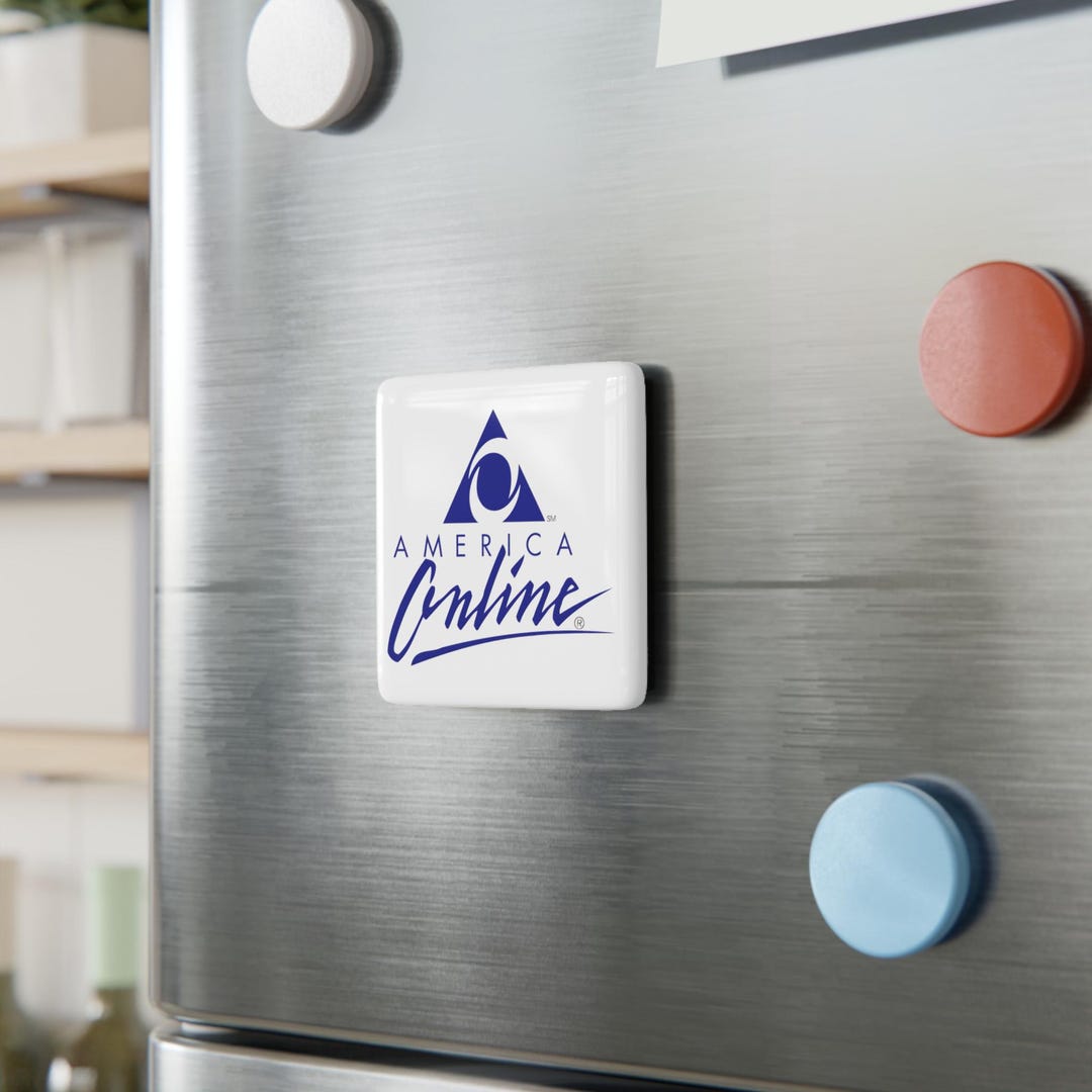America Online Vintage Logo 2x2 White Porcelain Magnet - Classic AOL ...