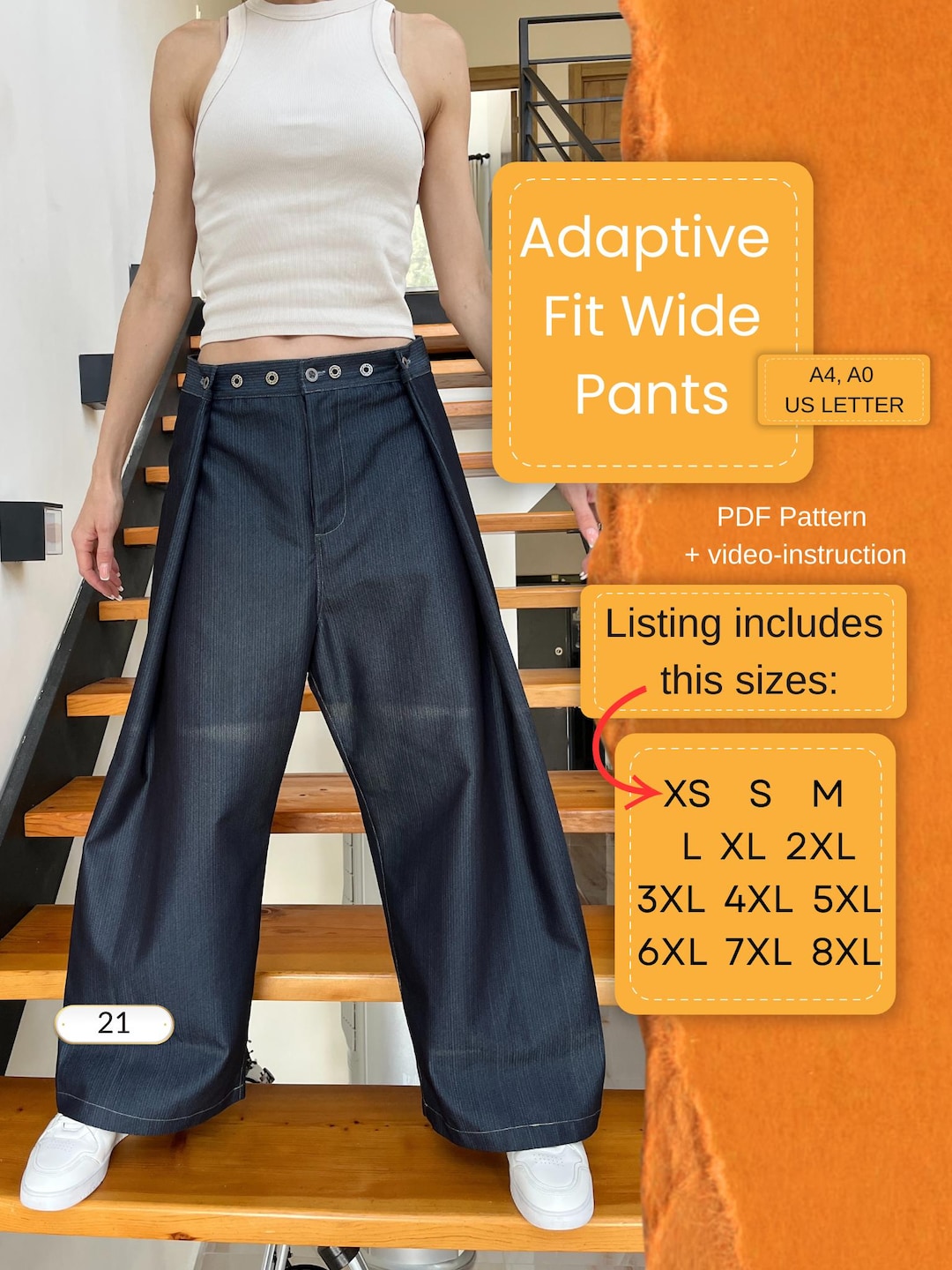 Adaptive Fit Wide Leg Pants Sewing Pattern | Unisex Adjustable Design ...