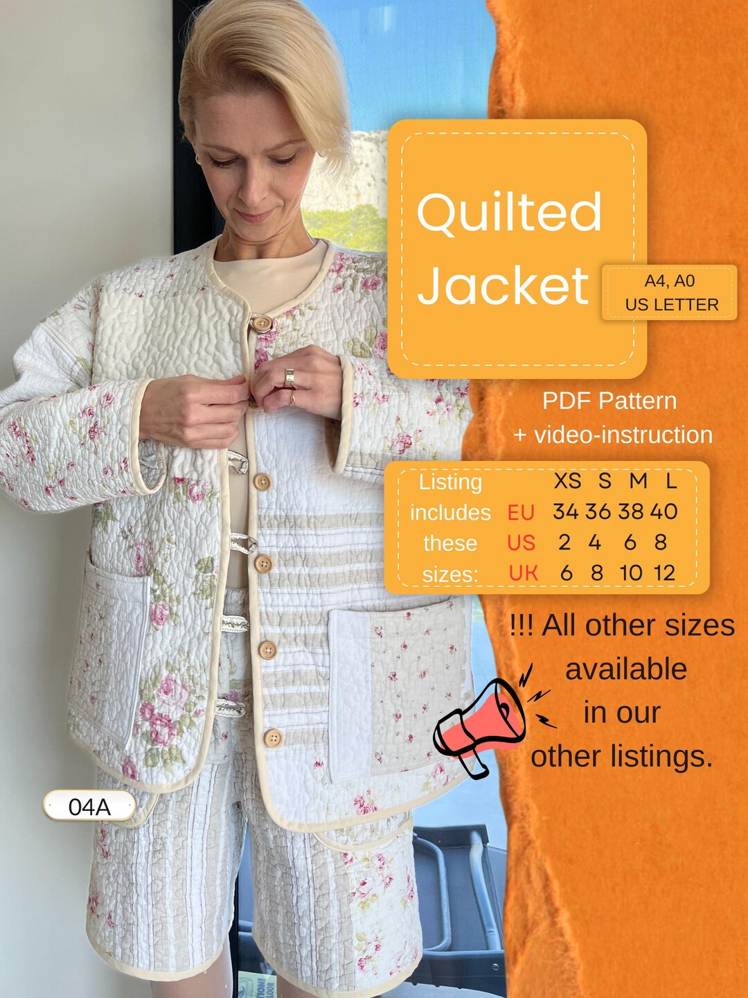 Quilted Jacket PDF Pattern | Digital Sewing Pattern | Sizes 34–40 - Etsy