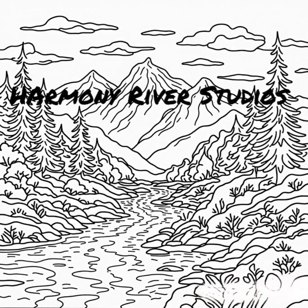 Calm Mountain Valley Coloring Pages - Etsy