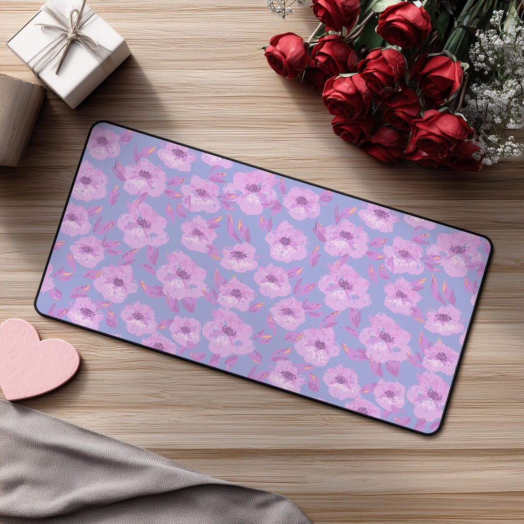 Floral Desk Mat | Large Flower Mouse Pad | Gaming Deskmat | Keyboard ...