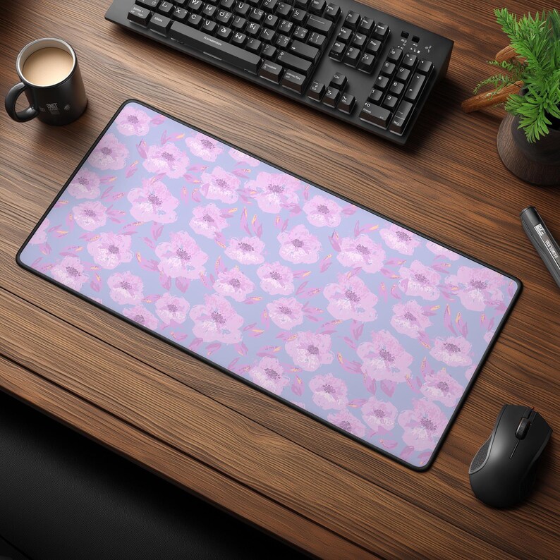 Floral Desk Mat | Large Flower Mouse Pad | Gaming Deskmat | Keyboard ...
