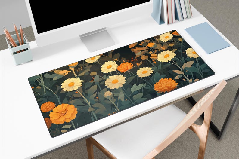 Floral Desk Mat | Large Flower Mouse Pad | Gaming Deskmat | Keyboard ...