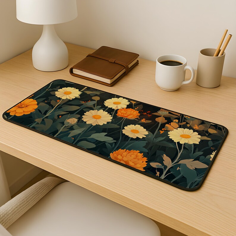 Floral Desk Mat | Large Flower Mouse Pad | Gaming Deskmat | Keyboard ...
