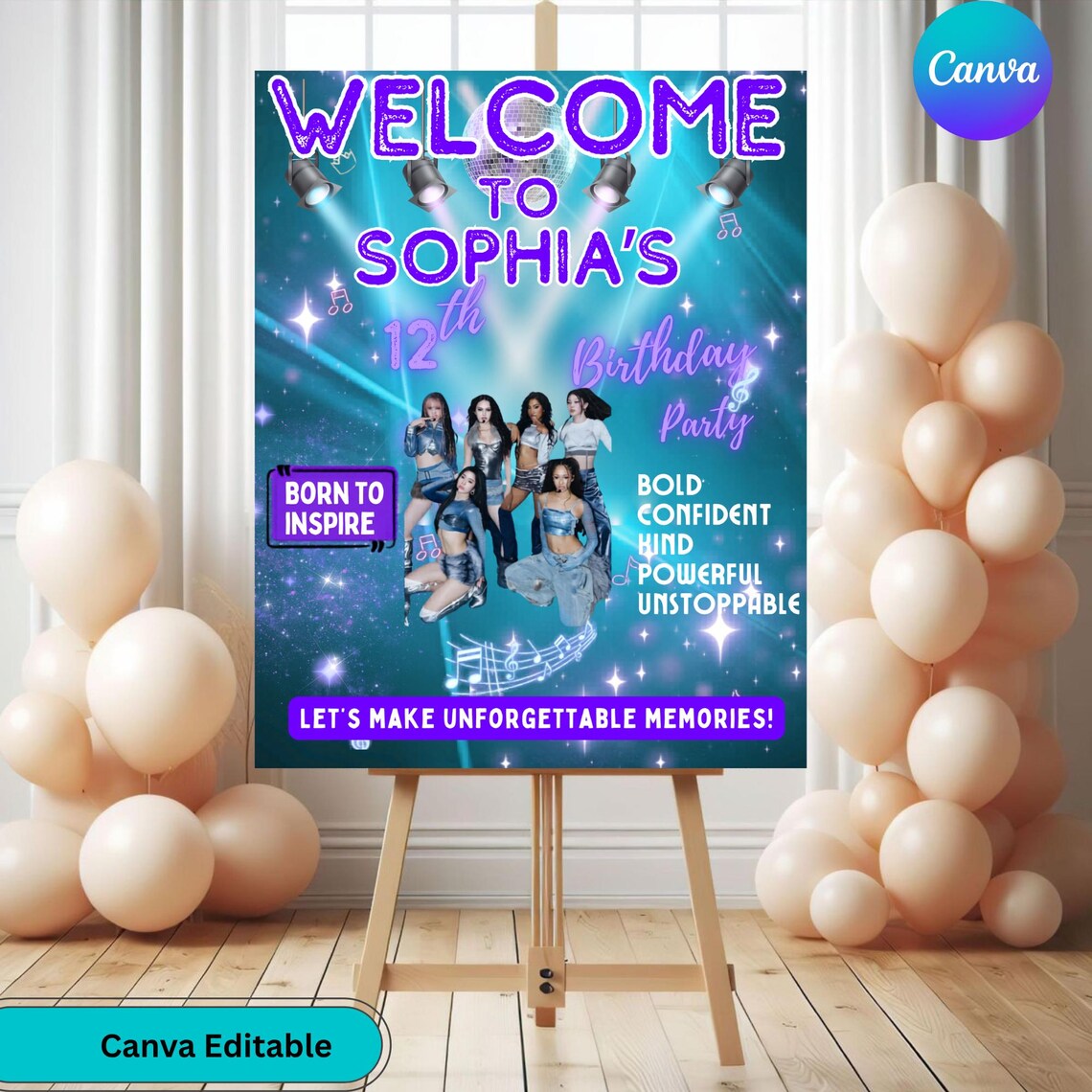 KATSEYE Birthday Welcome Sign Printable, KPOP Party Theme Canva ...