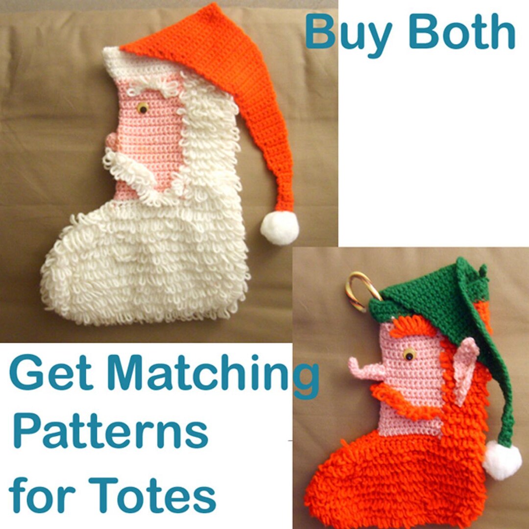 Crochet Loopy Santa AND Santa's Elf Christmas Stockings With Free ...