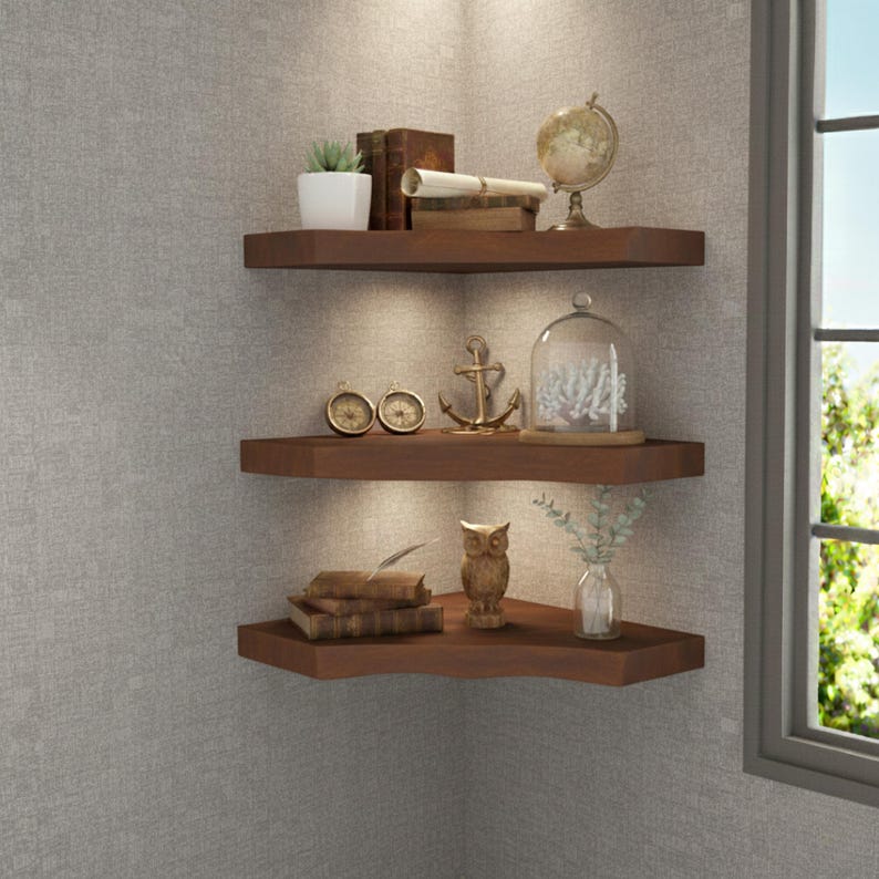 Handcrafted Teak Root Corner Shelf – Live Edge Rustic Wood - Etsy