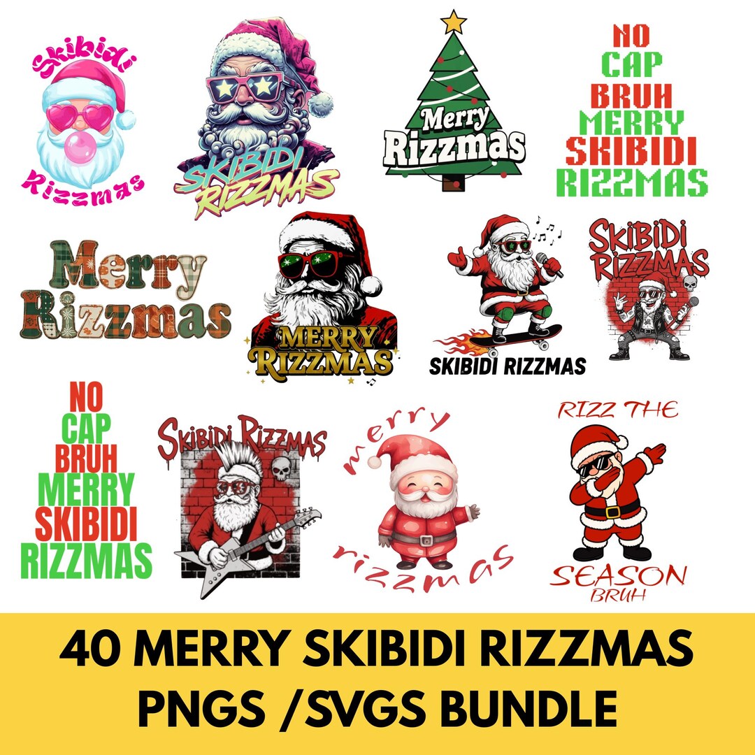 No Cap Bruh Merry Skibidi Rizzmas Svg Png, Merry Rizzmas PNG, Rizzmas ...