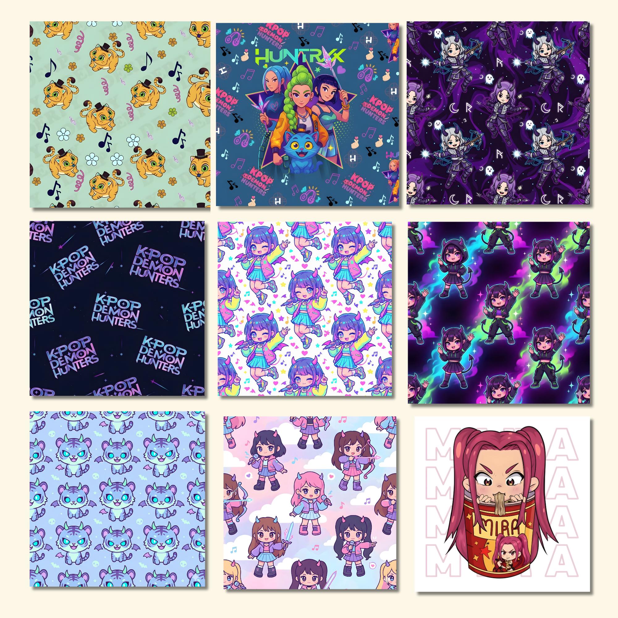 Kpop Demon Hunters Digital Seamless Paper Png Huntrix Seamless ...