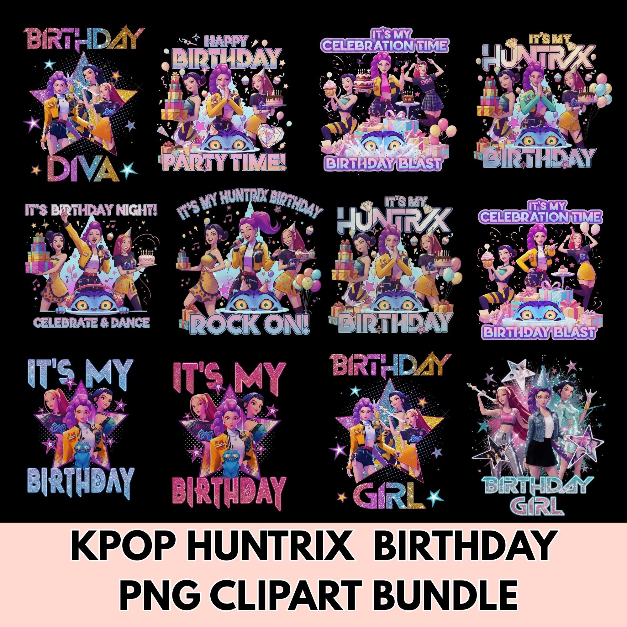 It's My Birthday KPOP Demon Huntrix PNG Bundle Huntrix Birthday Shirt ...